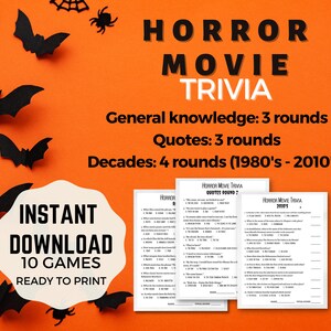 Horror Movie Trivia | Printable Halloween Party Games | Family Game ...