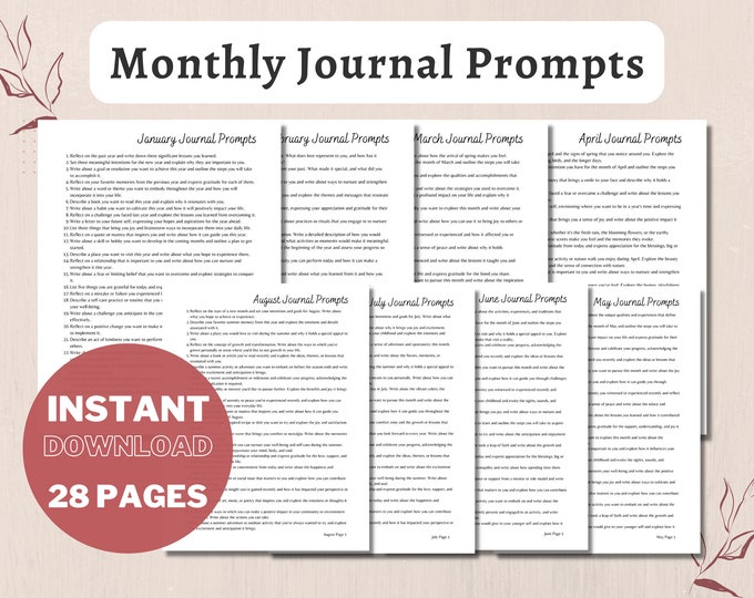 Printable: A Year of Journal Prompts - Color - Etsy Canada
