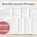 Printable Monthly Journal Prompts, Writing Prompts, Mental Health ...