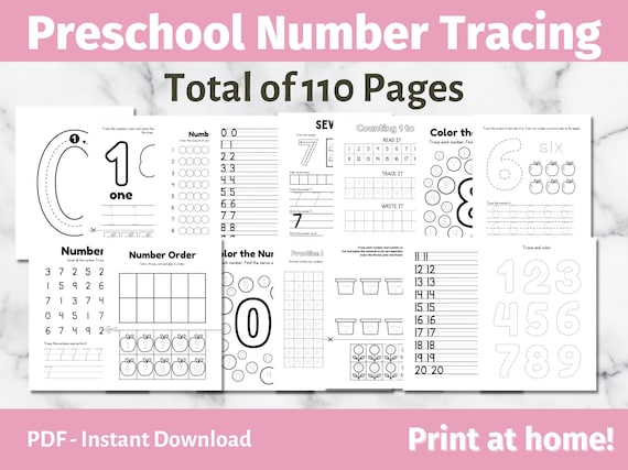 Preschool Worksheets Printable Preschool Number Practice - Etsy