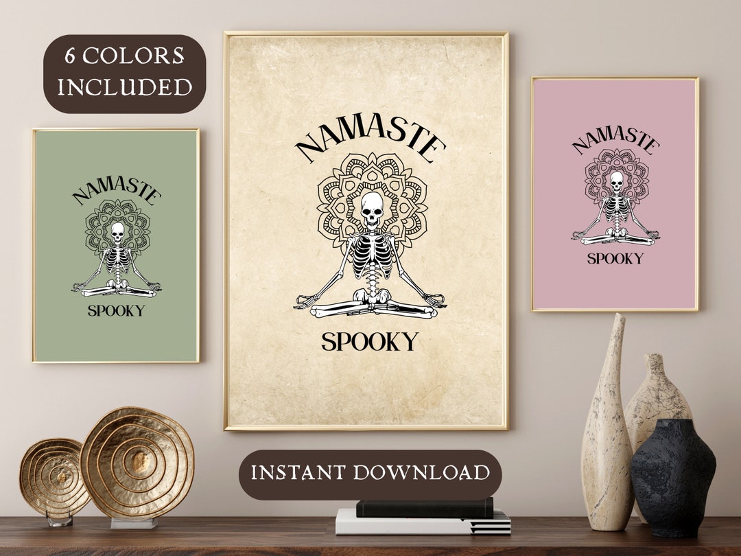 Namaste Spooky Wall Art, Halloween Wall Art, Typography Print, Fall ...