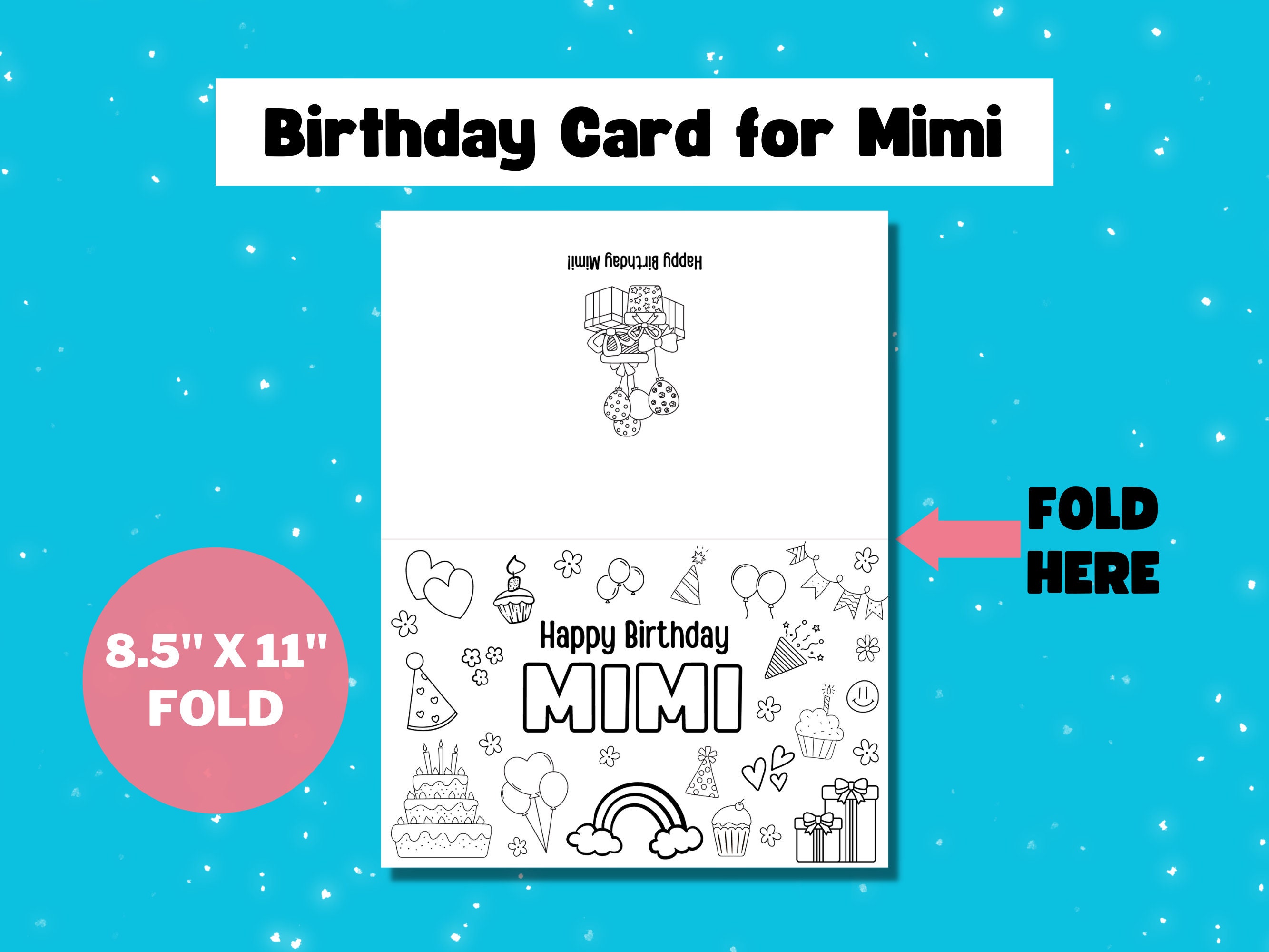 Mimi Printable Coloring Birthday Card DIY Birthday Card Gift Kids Gift for Mimi, Grandma ...