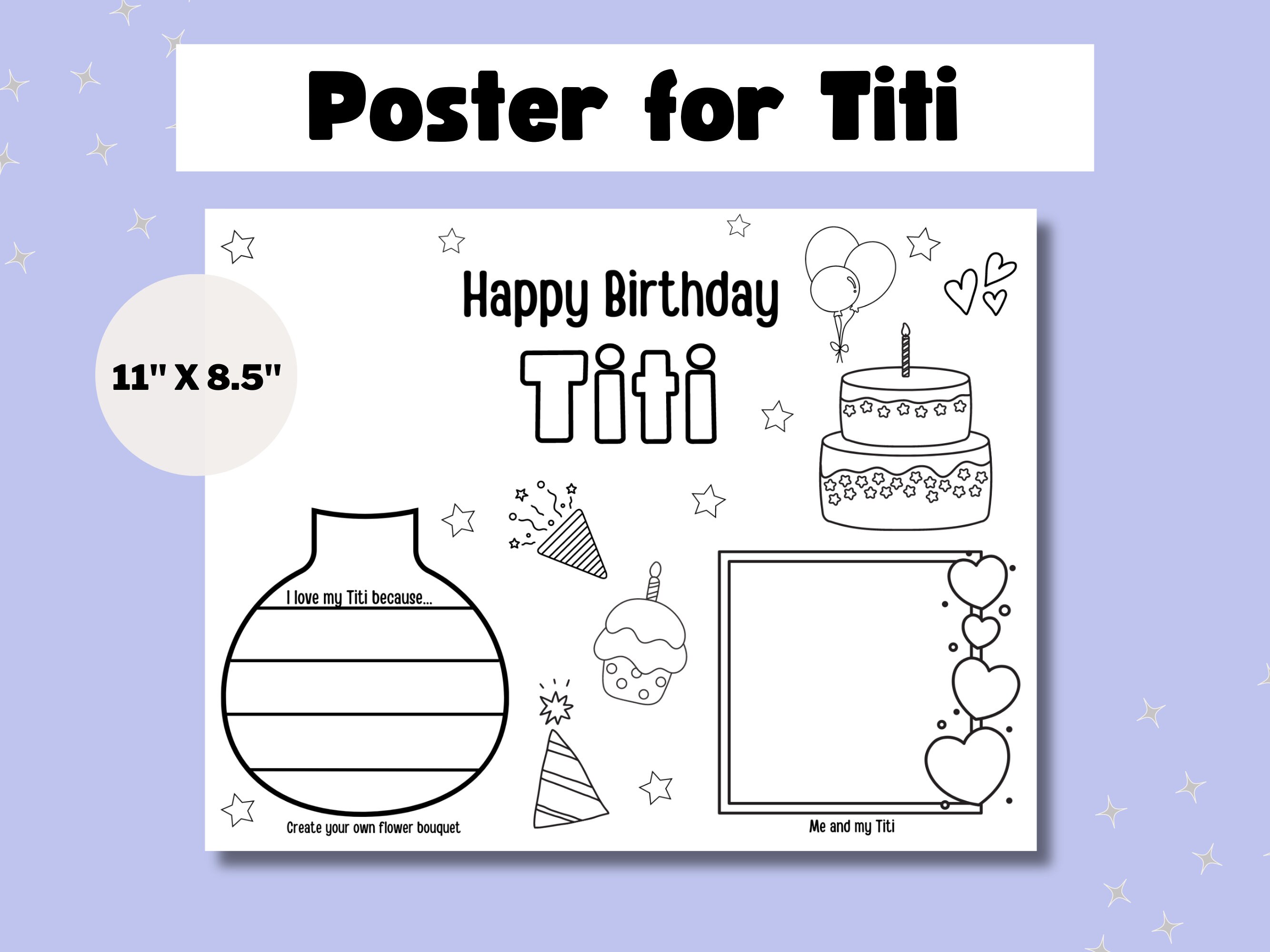 Titi Printable Coloring Birthday Card, Birthday Card DIY Kids Gift for ...