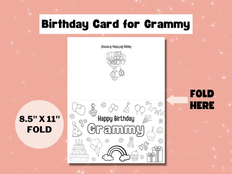 Grammy Birthday Coloring Card & Poster: DIY Gift (PDF) - Etsy