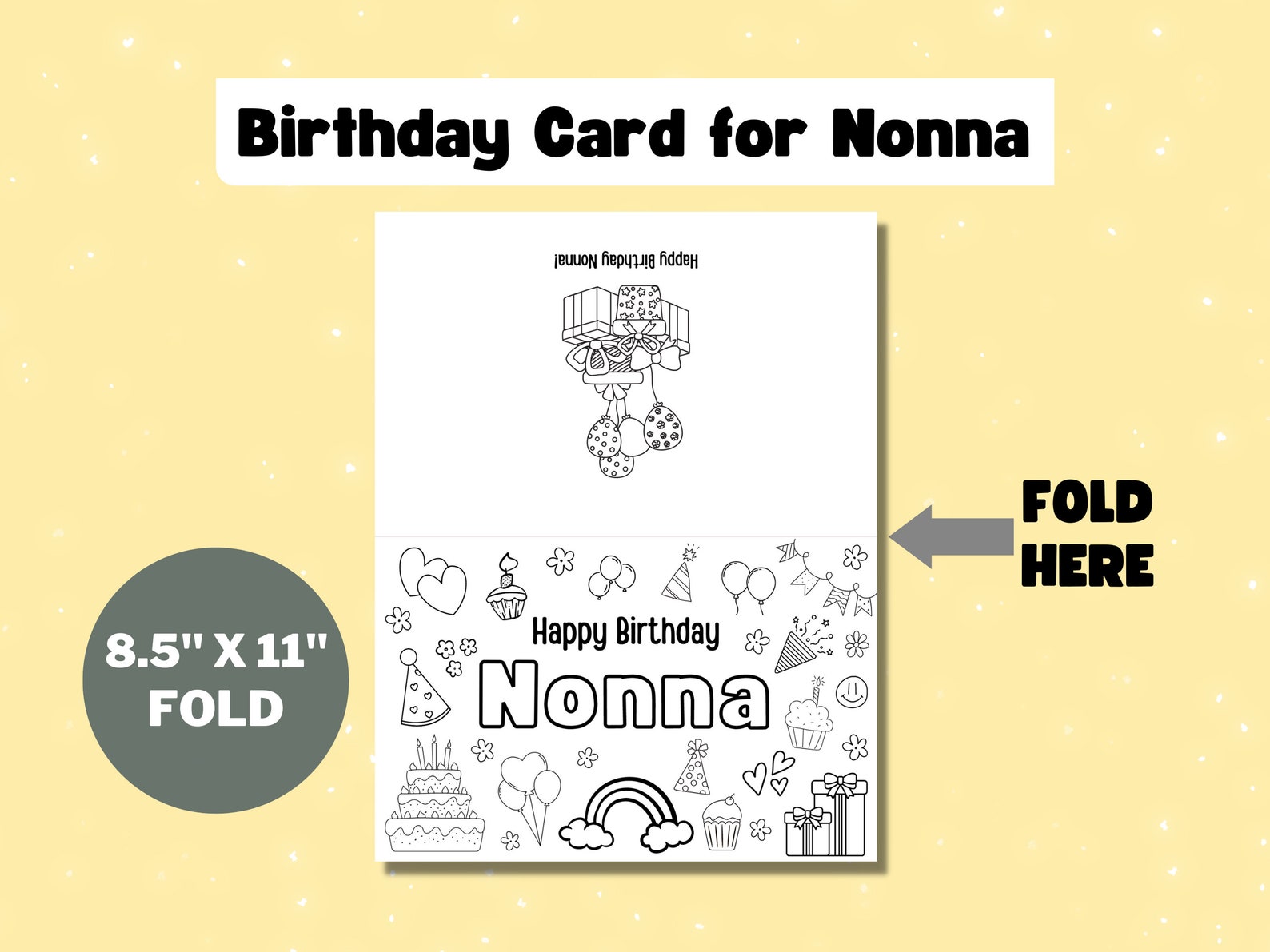 Printable Coloring Birthday Card for Nonna Grandma Birthday Card DIY ...