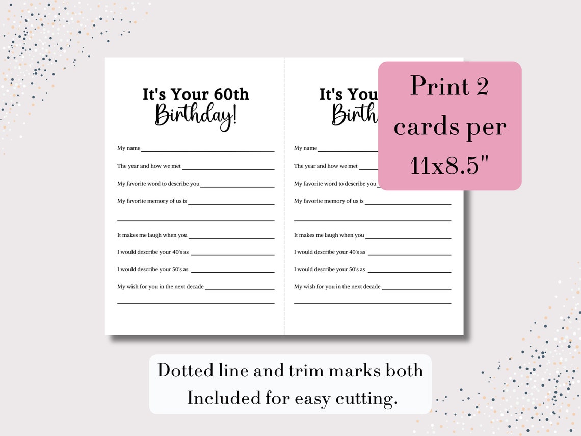 60th Birthday Game Printable, 60 Birthday Party Games, Milestone Birthday, Adult Birthday Party ...