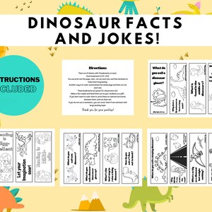 Dinosaur Bookmarks for Kids, Printable Dinosaur Party Favors, Printable ...