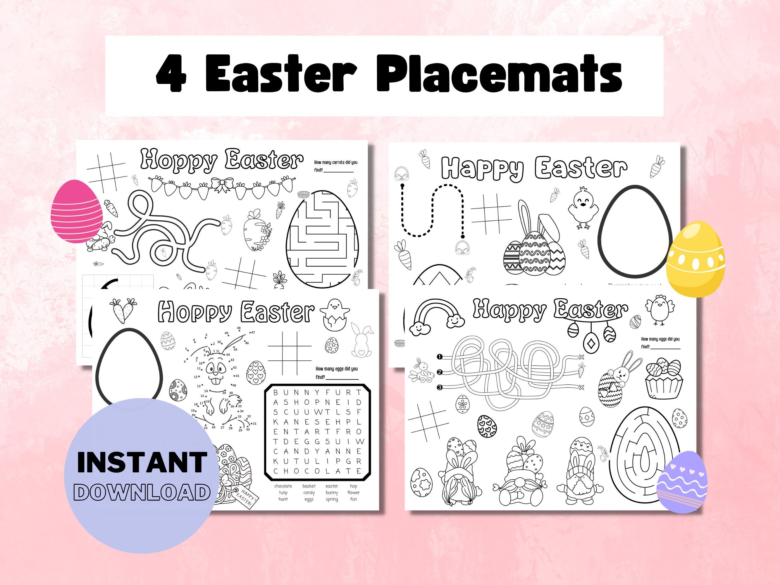 Easter Coloring Placemat, Easter Dinner Party Printable, Easter ...