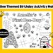 Custom Editable Bee Themed Birthday Party Coloring Activity, First Bee ...