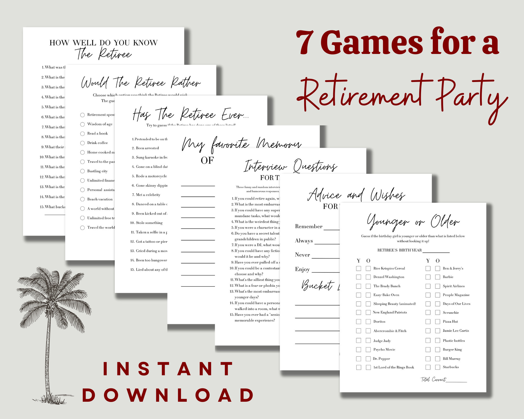 Retirement Party Games, Retirement Advice and Wishes Card Goodbye Party ...