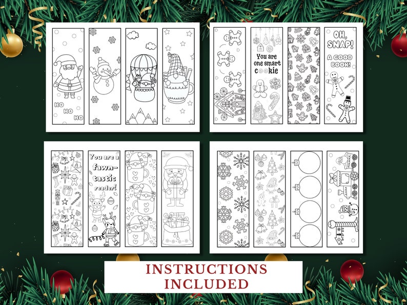 Christmas Bookmarks for Kids, Printable Christmas Party Favors ...