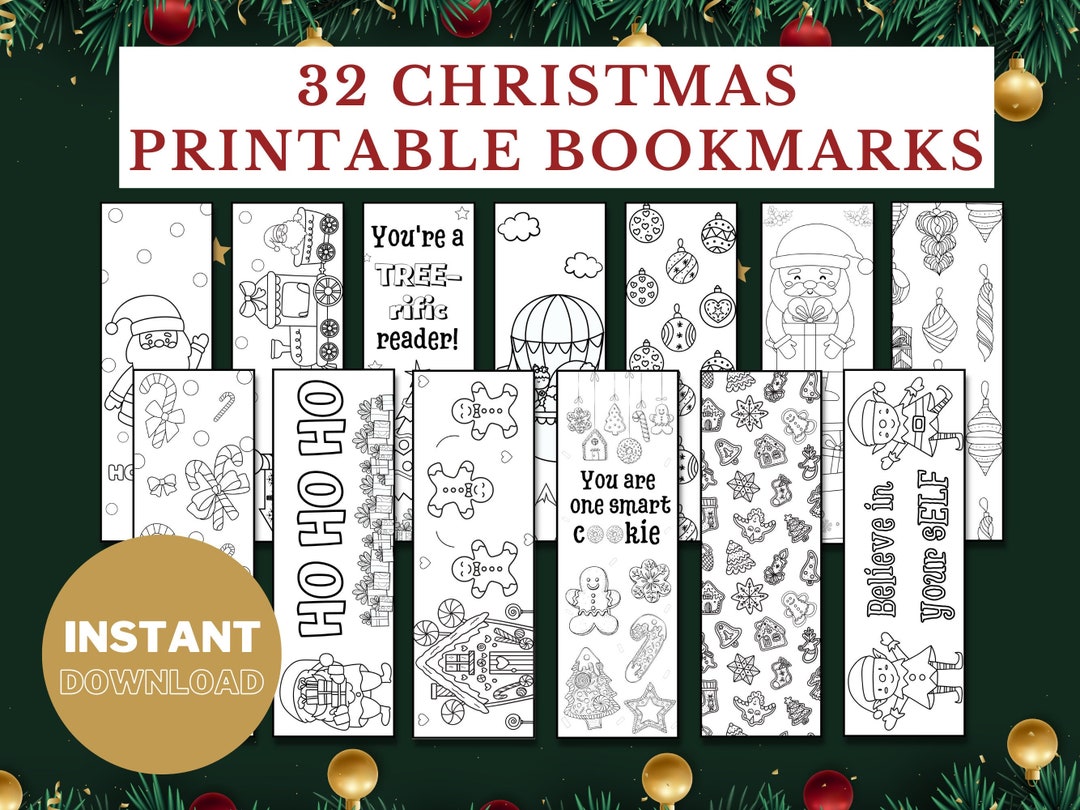 Christmas Bookmarks for Kids Printable Christmas Party - Etsy