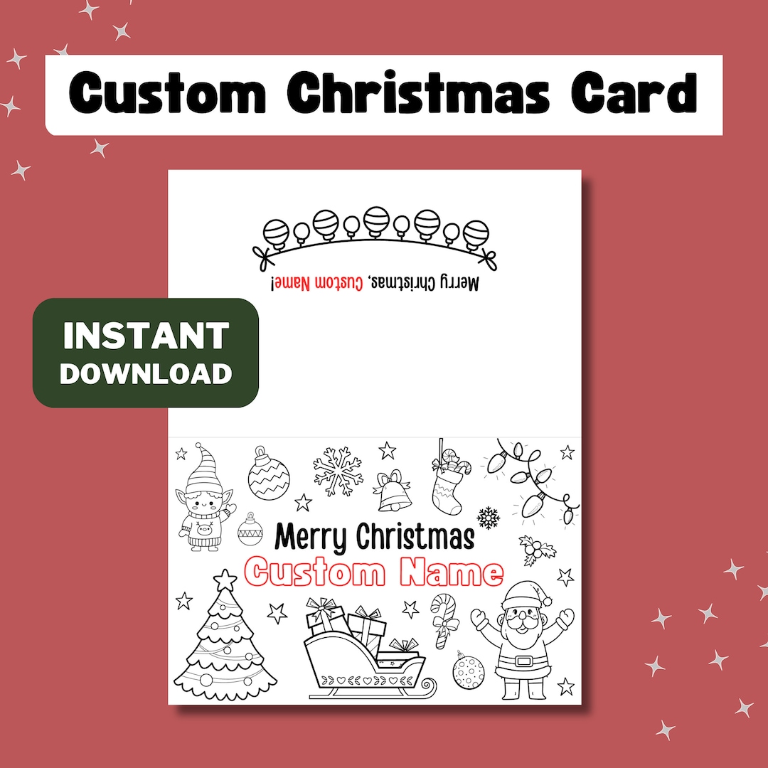 Printable Custom Coloring Christmas Card DIY Christmas Card - Etsy