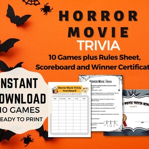 Horror Movie Trivia | Printable Halloween Party Games | Family Game ...