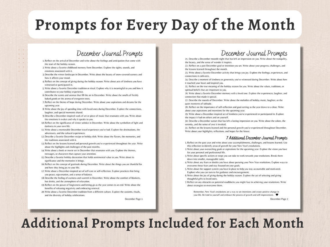 Printable Monthly Journal Prompts, Writing Prompts, Mental Health ...