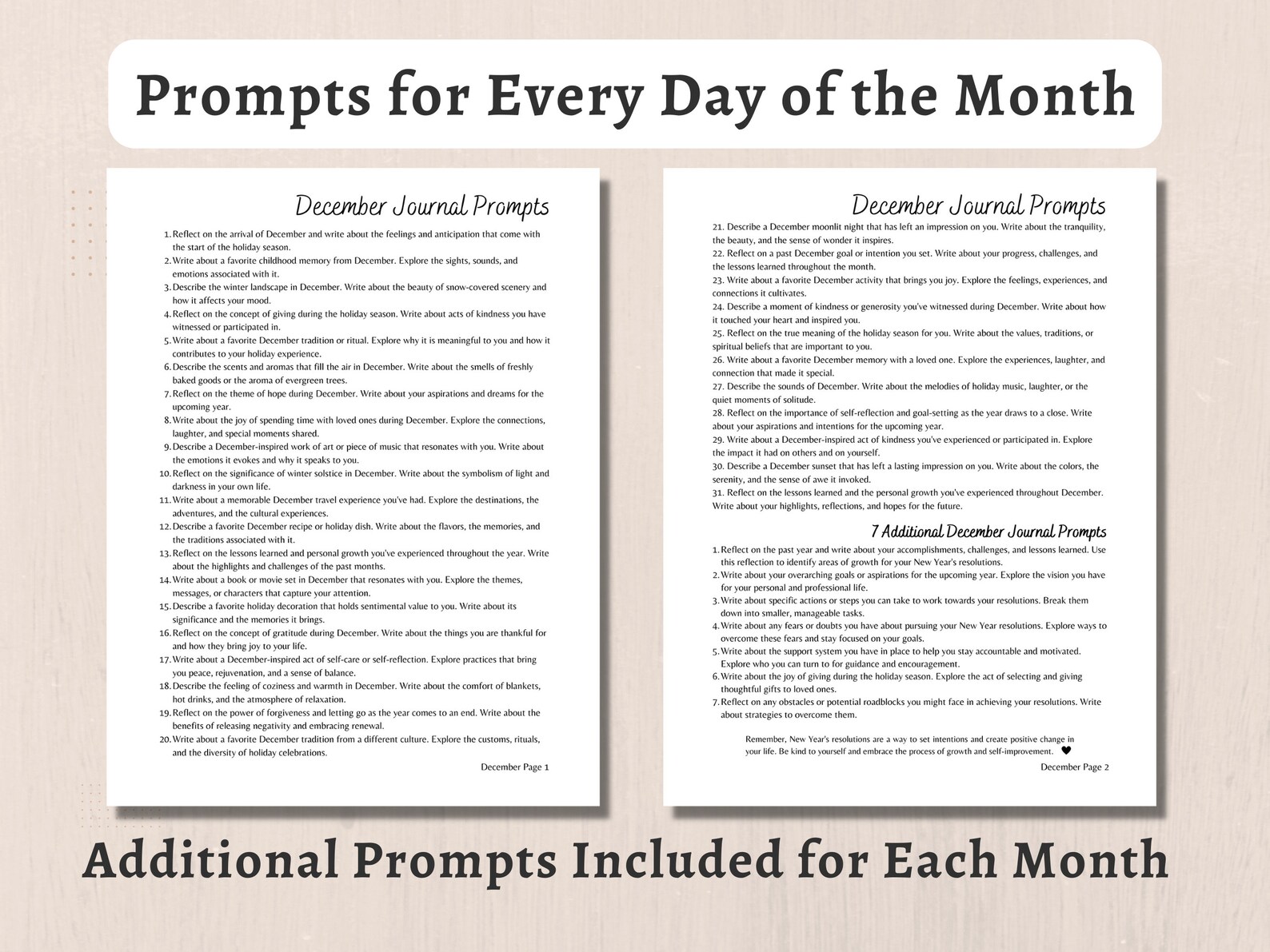 Printable Monthly Journal Prompts, Writing Prompts, Mental Health ...