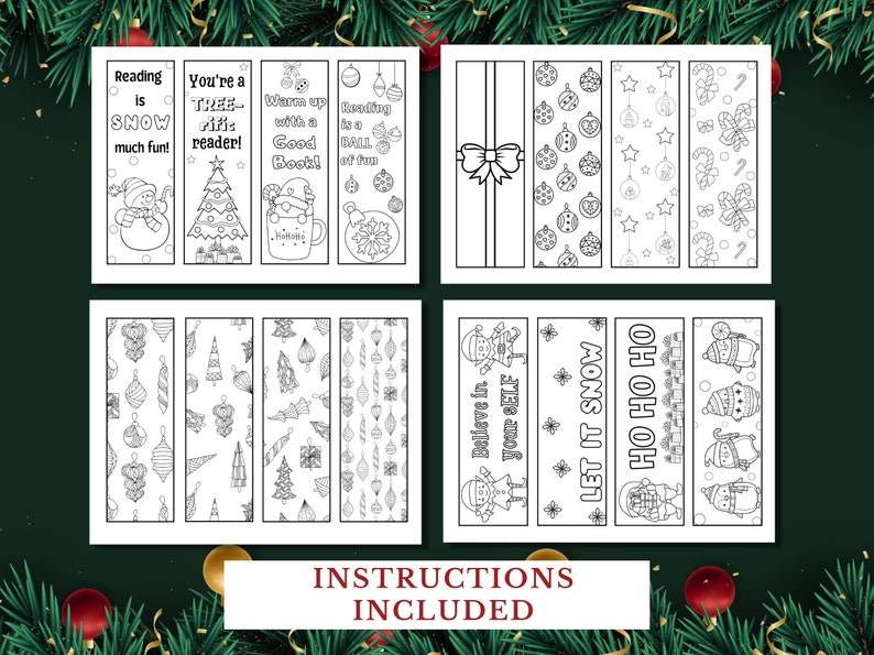 Christmas Bookmarks for Kids, Printable Christmas Party Favors ...
