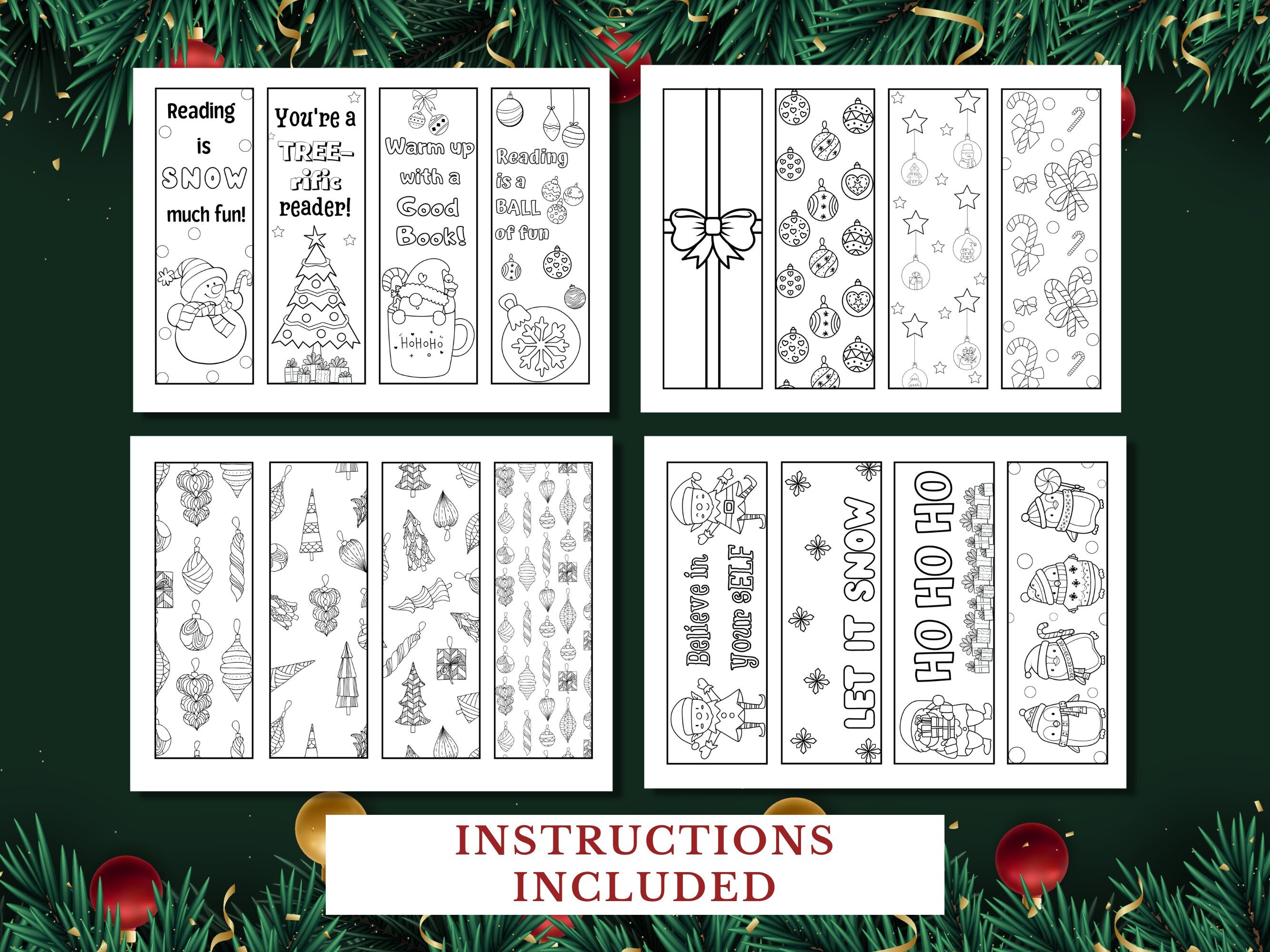 Christmas Bookmarks for Kids, Printable Christmas Party Favors ...