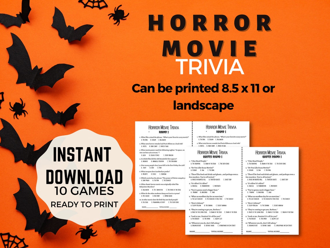 Horror Movie Trivia | Printable Halloween Party Games | Family Game ...