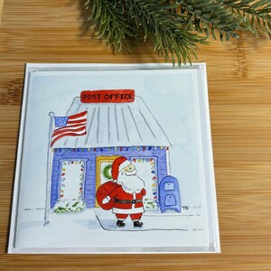 Frameable Santa Christmas Card: Watercolor Art Print, 5x5 With Envelope ...