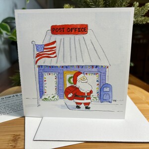 Frameable Santa Christmas Card: Watercolor Art Print, 5x5 With Envelope ...