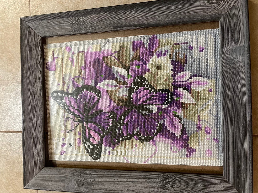 Purple Butterfly in Flowers Diamond Art - Etsy