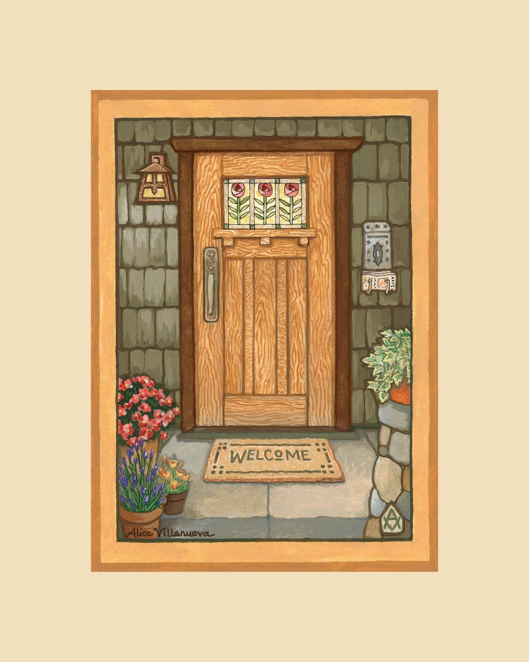 Welcome Home, Front Door, Craftsman Bungalow, Mission Style, 8" X 10 ...