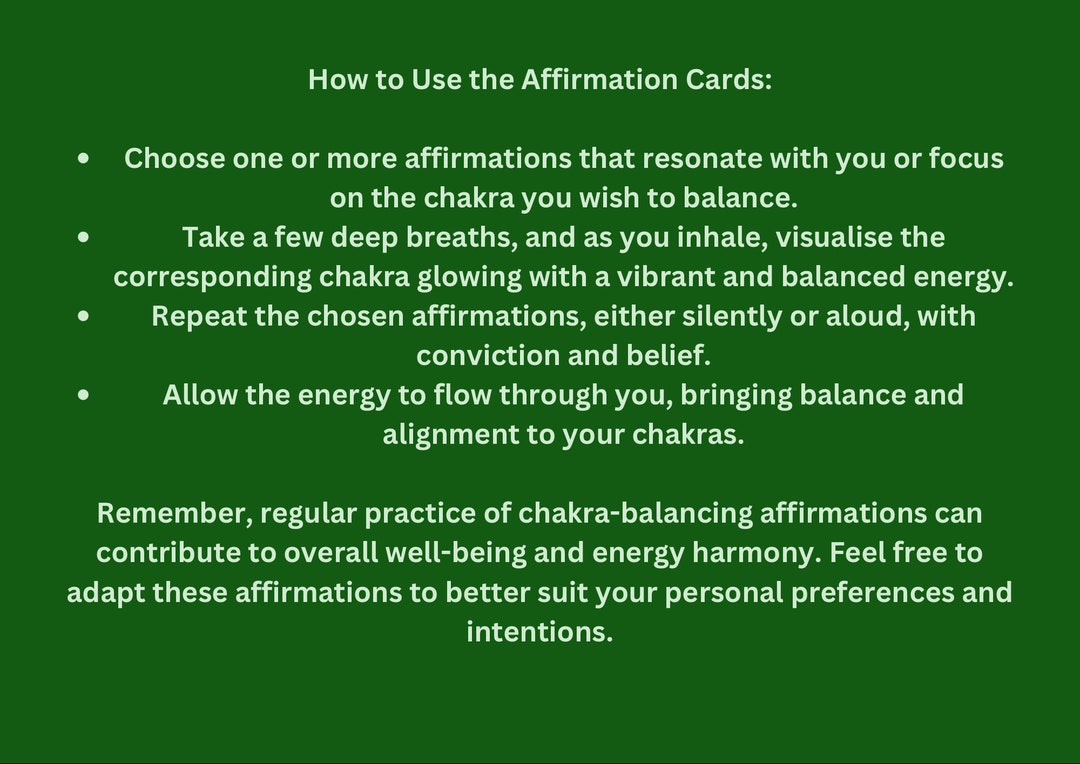 Chakra Affirmation Cards - Etsy