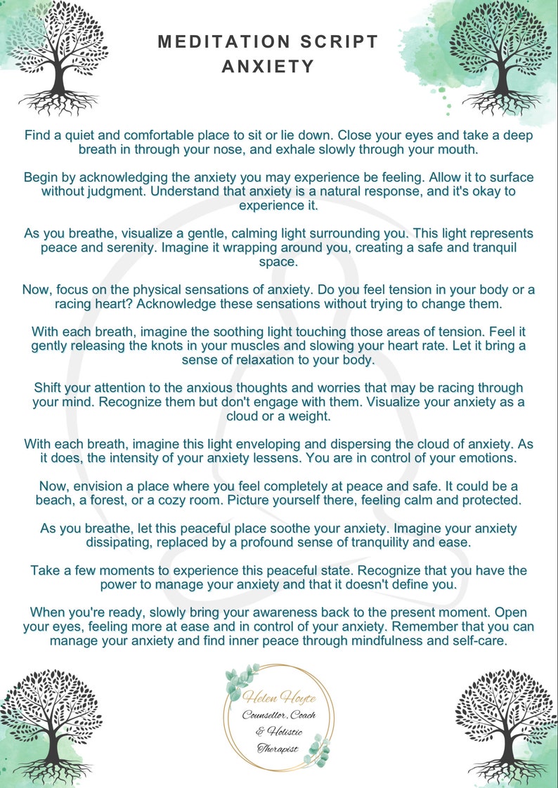 Guided Meditation Script for Anxiety - Etsy Guided Meditation Script for Anxiety - Etsy