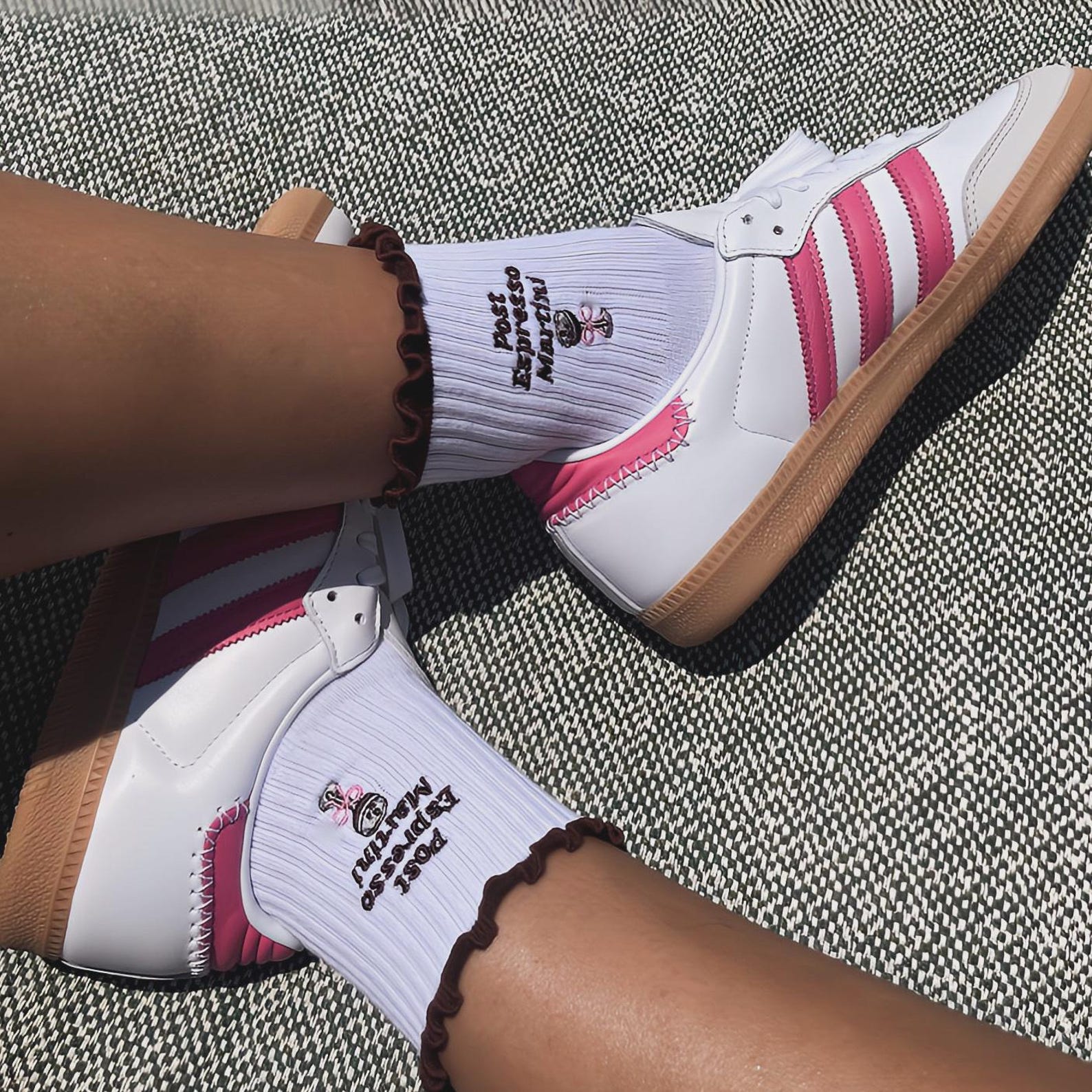 Espresso Martini Embroidered Grip Socks L Non-slip Grip for Pilates ...