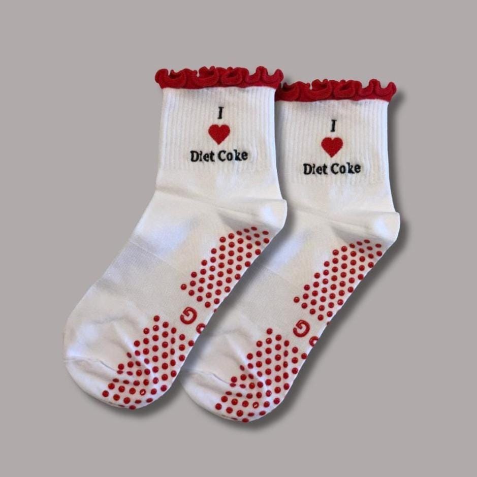 I Love Diet Coke Grip Socks: Embroidered Pilates Barre Socks - Etsy