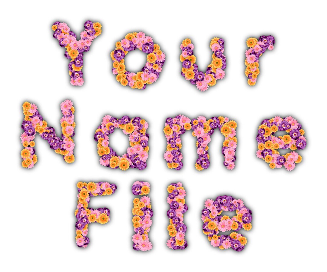 YOUR CUSTOM NAME in Flower Bouquet Font Garden Plant Art-personalize ...
