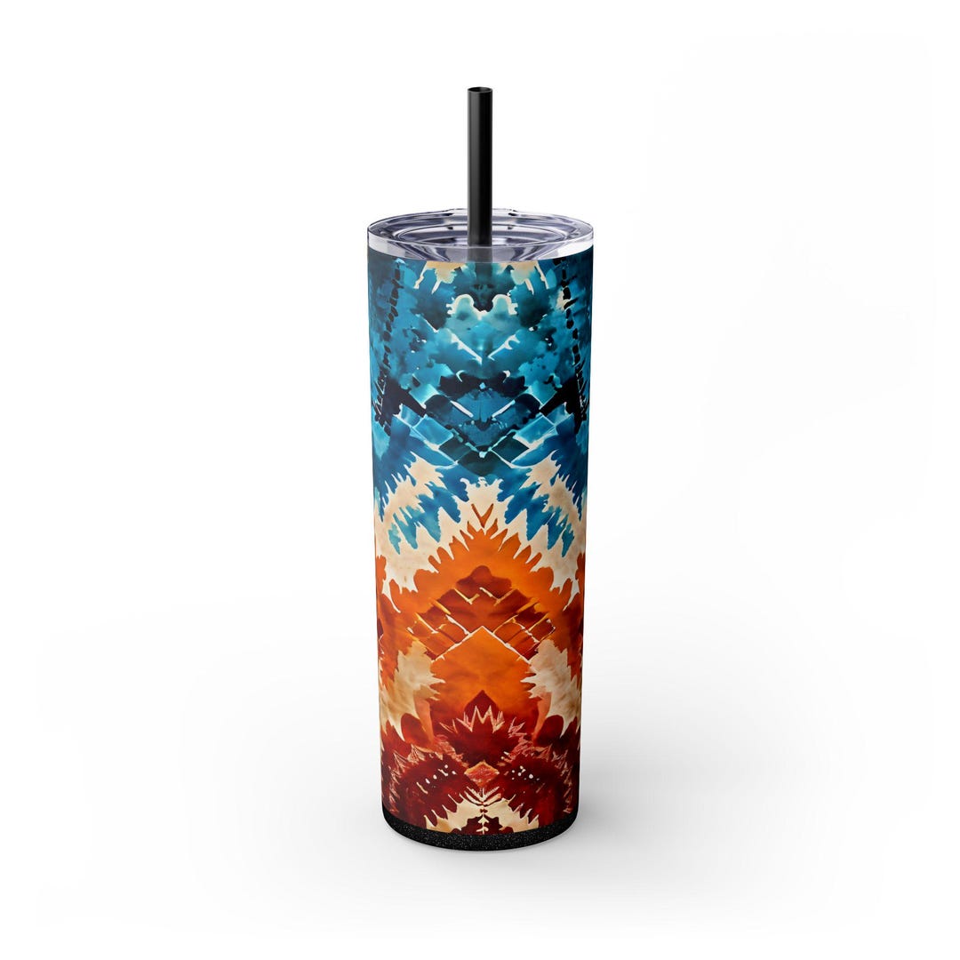 BOHO TUMBLER & STRAW native Daughterfire Water Ethnic Tribe Travel Gym ...
