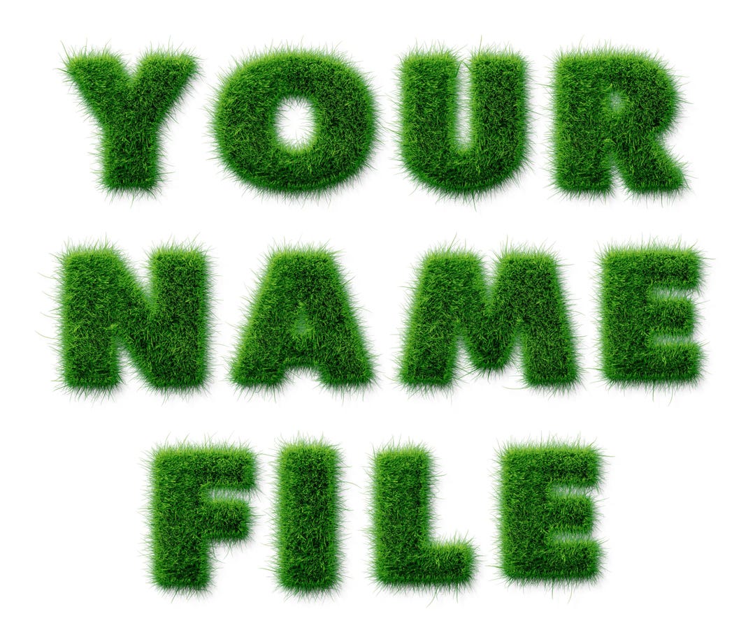 YOUR CUSTOM NAME in Lawn Grass Font Garden Weed Plant Landscape Art ...
