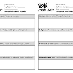 Printable SBAR Form for New or Student Nurses - Etsy