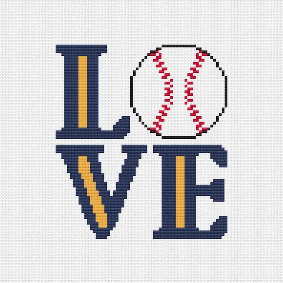 Love Baseball Cross Stitch Pattern, Customize Your Team Colors, Team ...