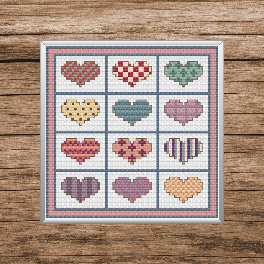 Heart Collage Cross Stitch Pattern: Valentine's Day Present for Spouse ...