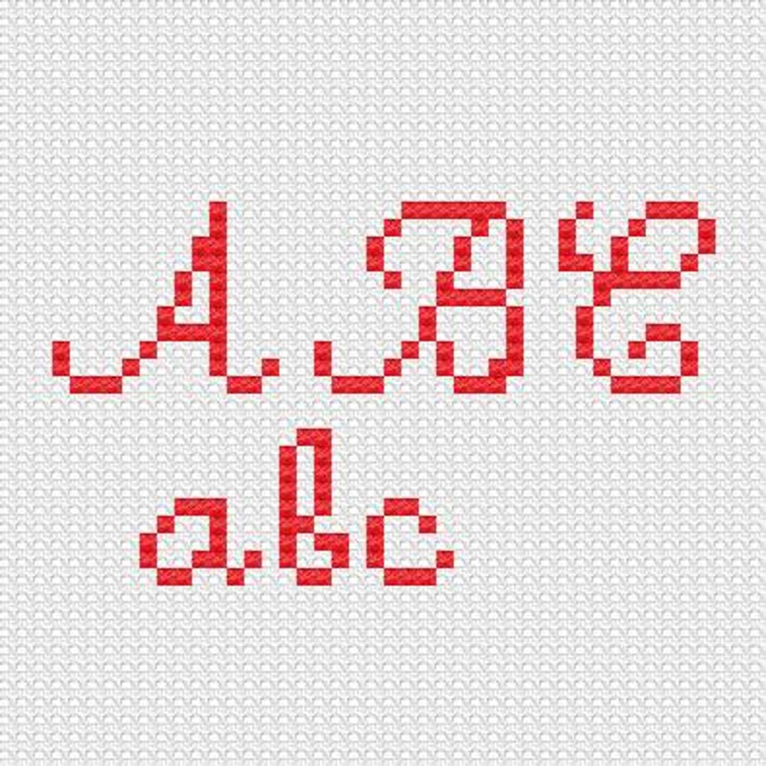 Cross Stitch Pattern, FONT, Cursive Block Letters 11 Tall, Uppercase ...