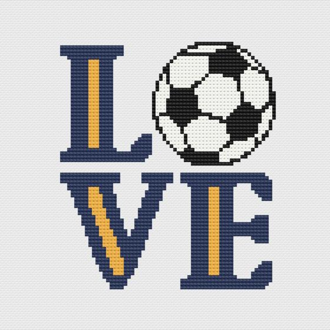Love Soccer Cross Stitch Pattern: Customize Your Team Colors (PDF ...