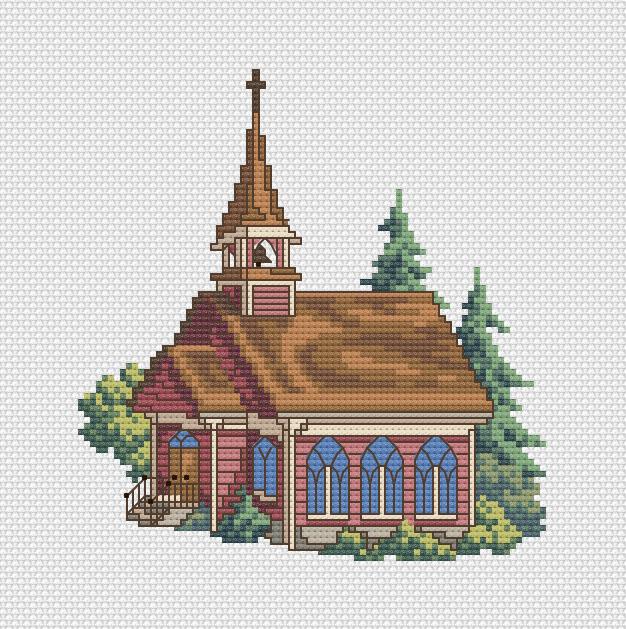 Church Cross Stitch Pattern: Religious Home Decor (PDF Digital Download ...