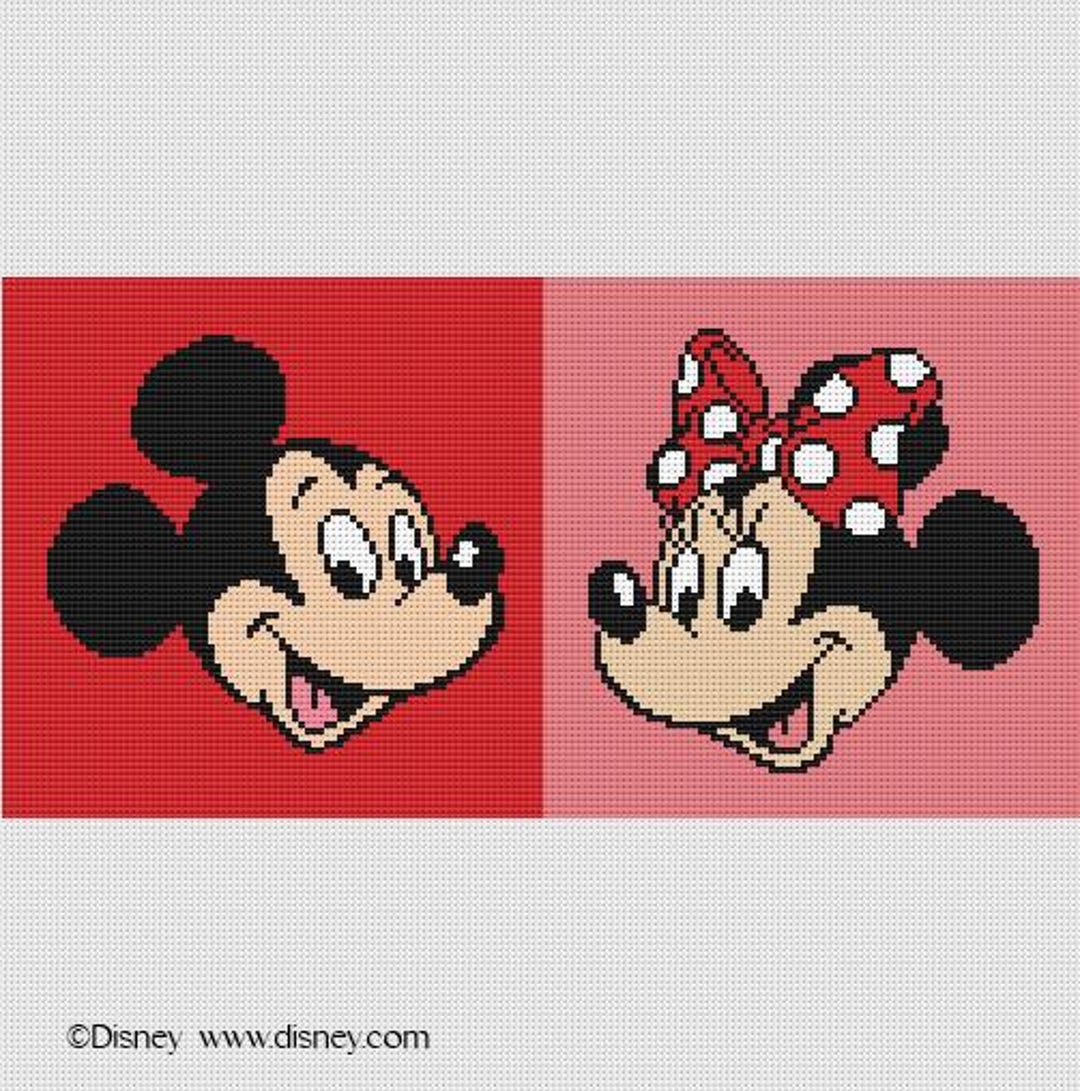 Mickey Mouse and Minnie Mouse Cross Stitch Pattern Duo, Disney ...