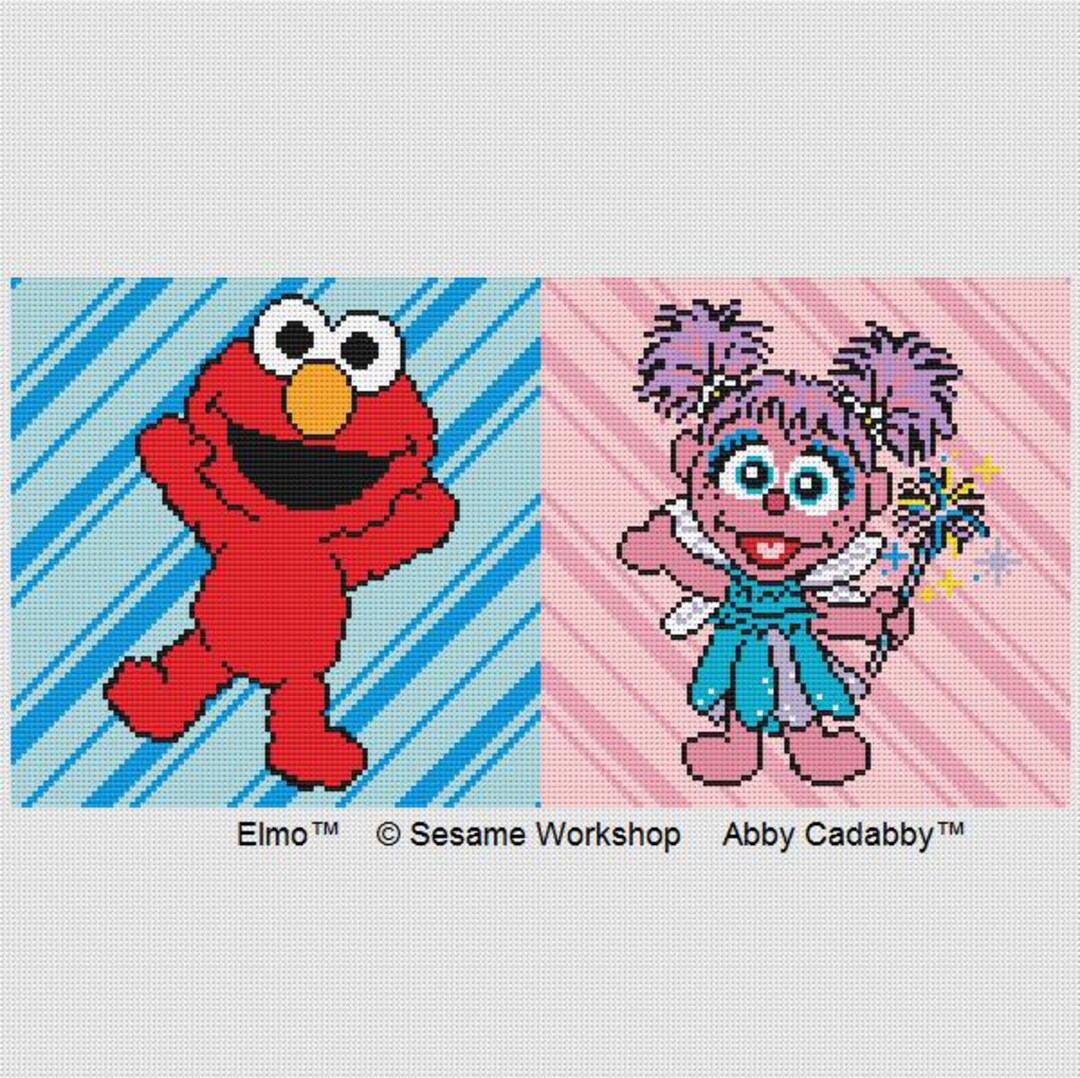 Elmo and Abby Cadabby Cross Stitch Pattern Duo, Sesame Street Character ...