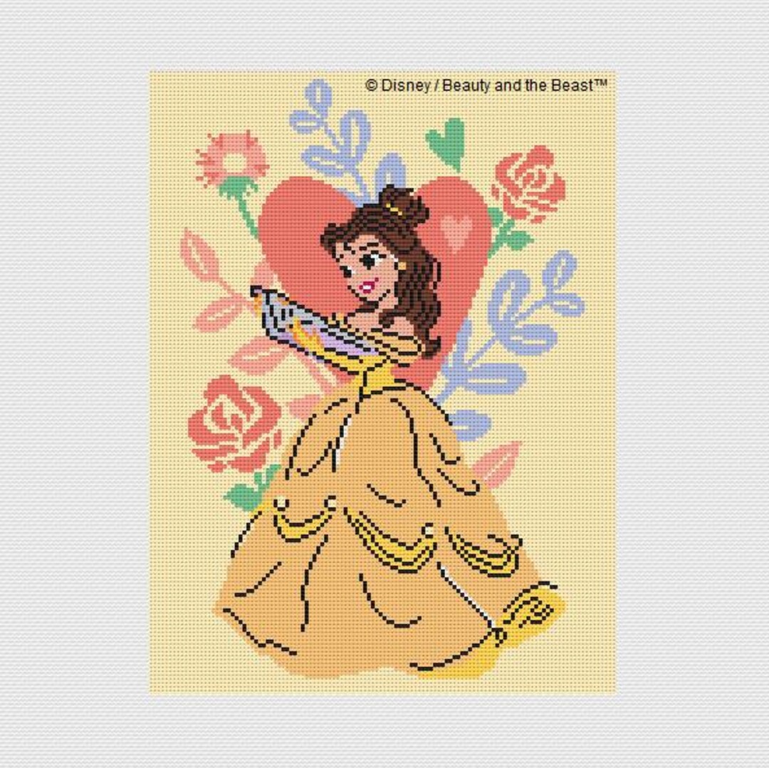 Princess Belle Cross Stitch Pattern, Beauty and the Beast, Disney ...
