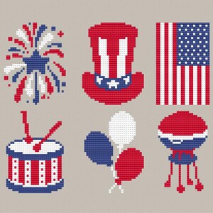Patriotic Cross Stitch Pattern Minis, Bundle of 6, Veteran's Day ...