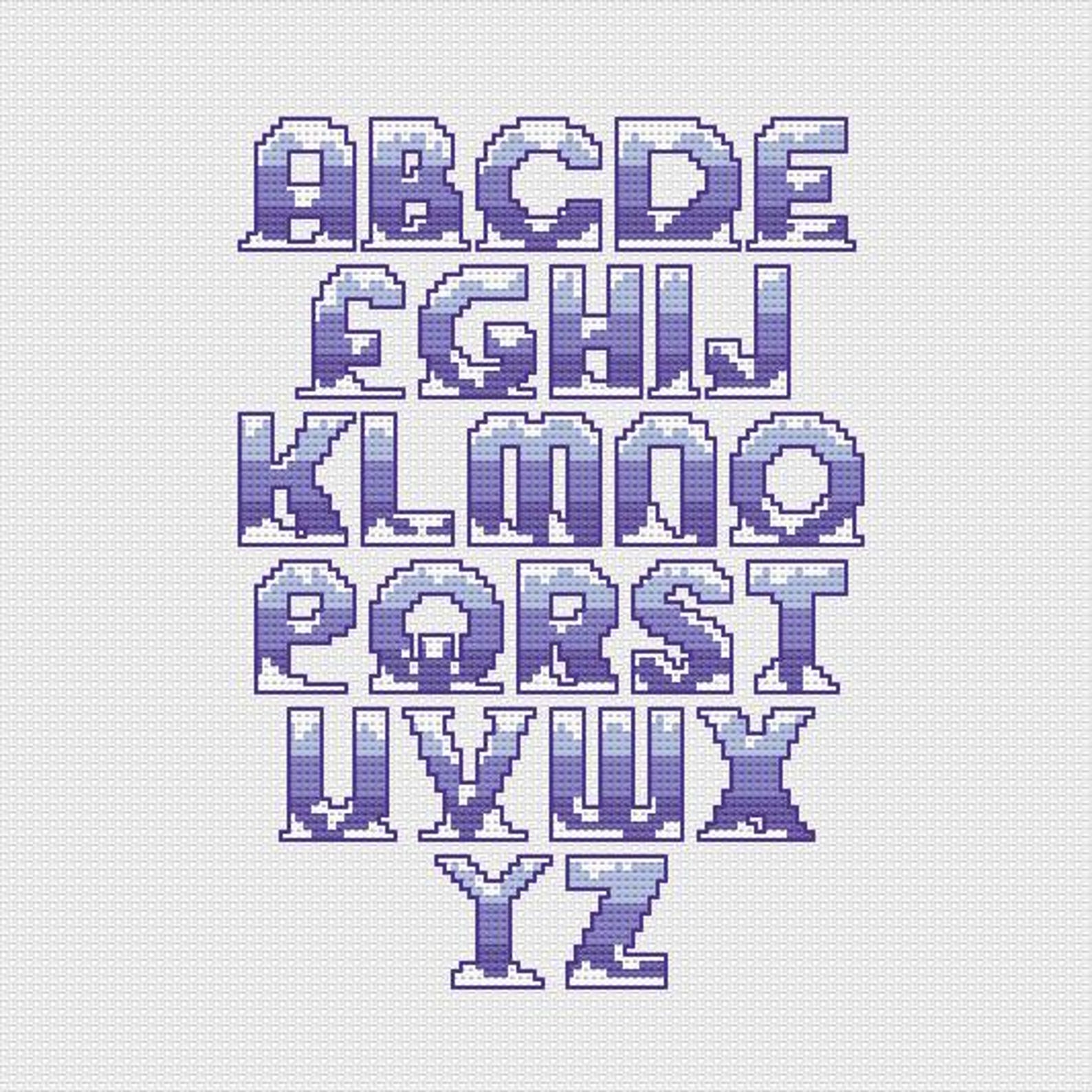 Snowy Alphabet Cross Stitch Pattern: Uppercase Monogram (PDF Digital ...