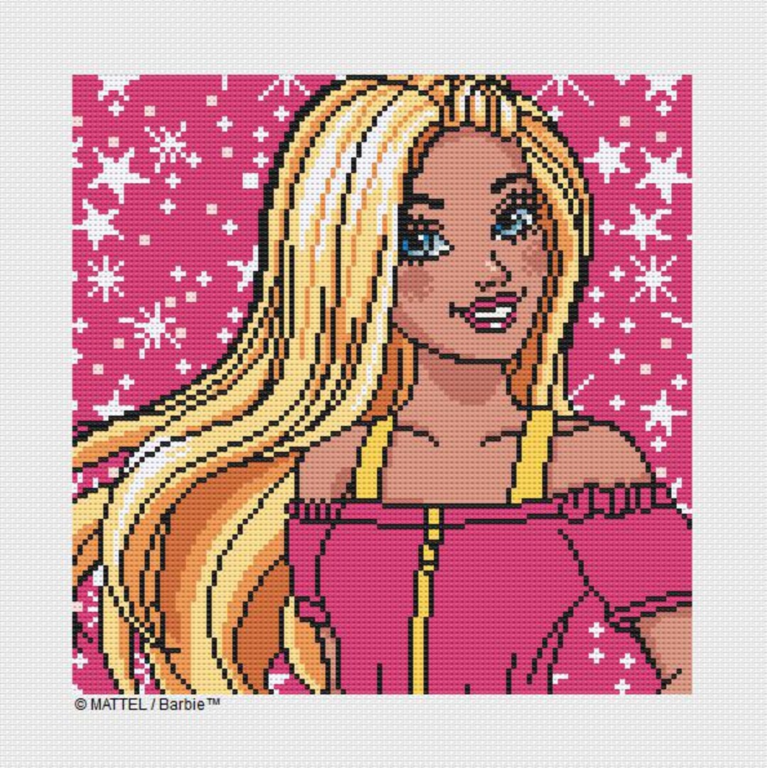 Barbie Cross Stitch Pattern, Pink Wall Art for Girl Room, Teen Bedroom ...