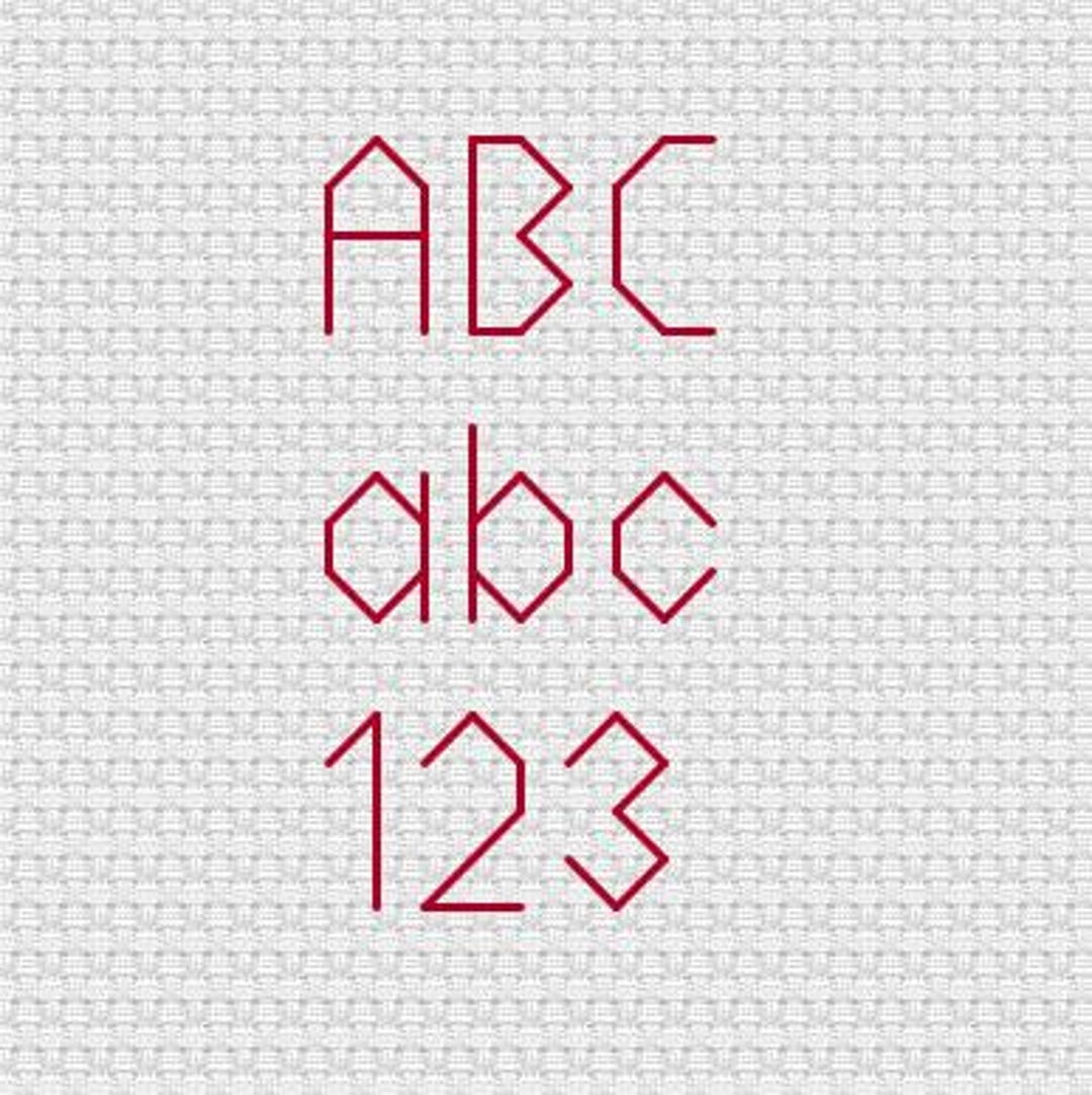 Cross Stitch Font Pattern, Backstitch Font, Uppercase, Lowercase ...