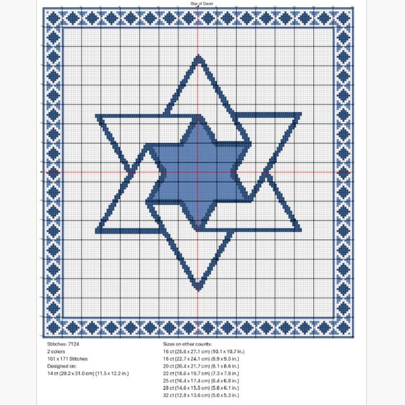 Star of David Cross Stitch Pattern: Jewish Symbol (PDF Digital Download ...