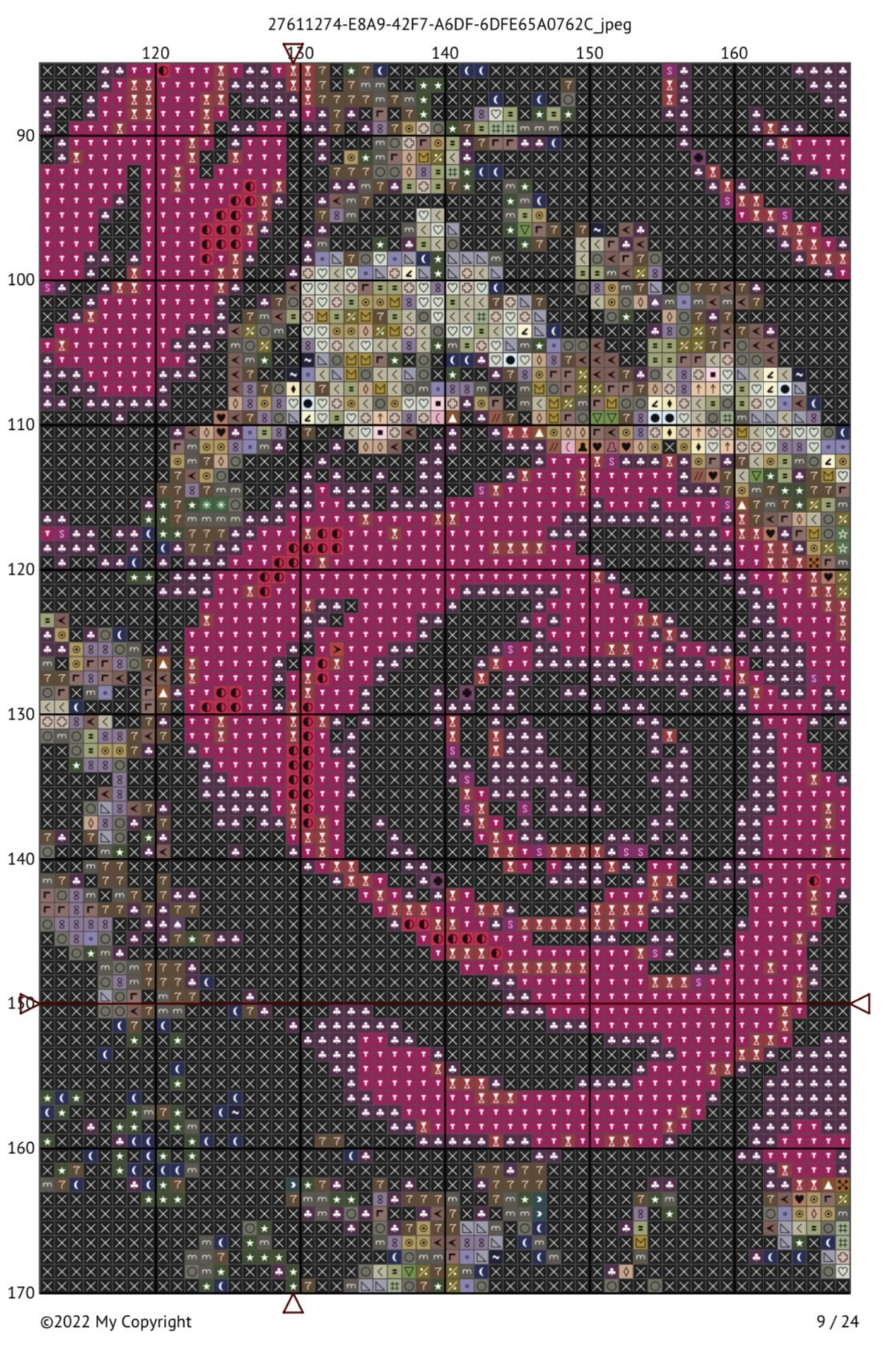 Red Rose Bouquet Cross Stitch Pattern DMC Thread Instant Download Rose ...