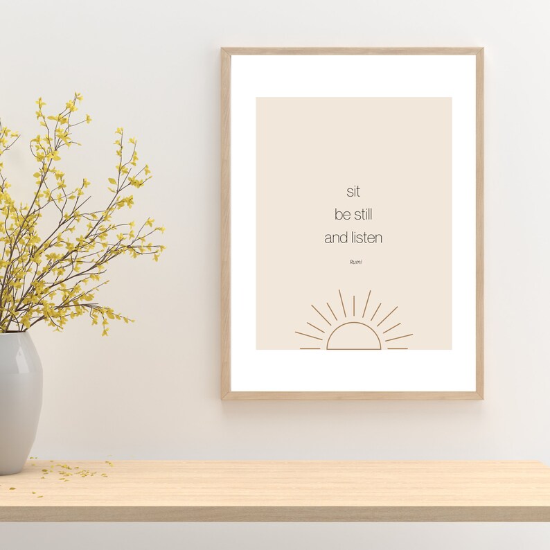 Rumi Quote Sit Be Still and Listen Inspirational Quote Printable Wall ...